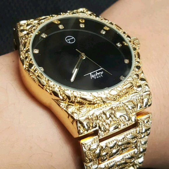 Accessories | New Mens Luxury Golden Nugget Bling Watch | Poshmark
